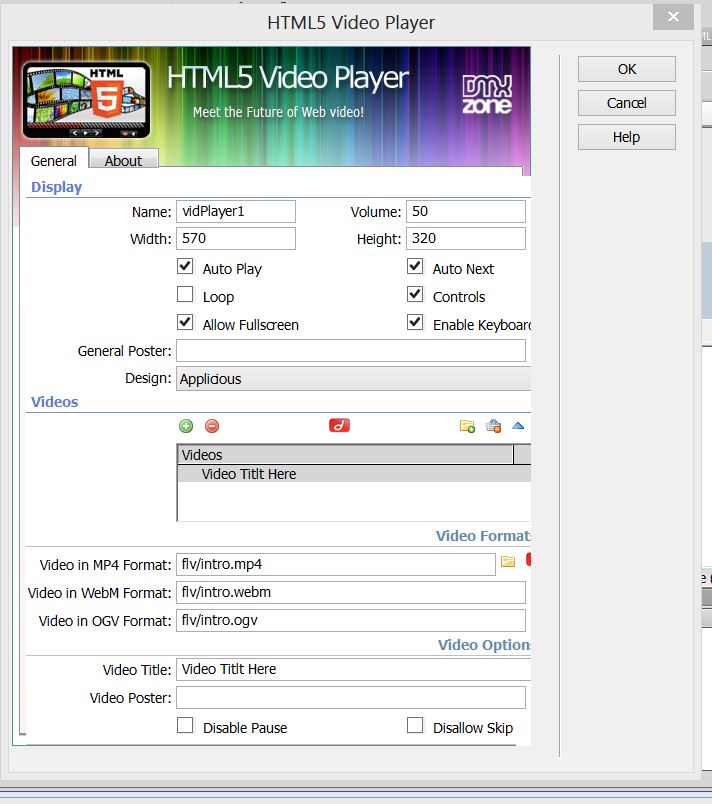 Extension dialog box fields overwriting each other and cut off. - Support - HTML5 Video Player ...